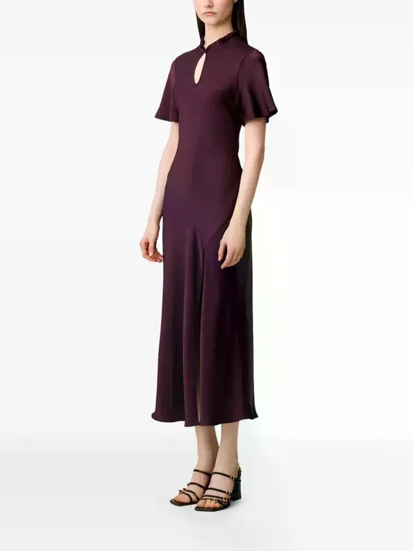 Claudie Pierlot Bordeaux Ruffled Midi Dress