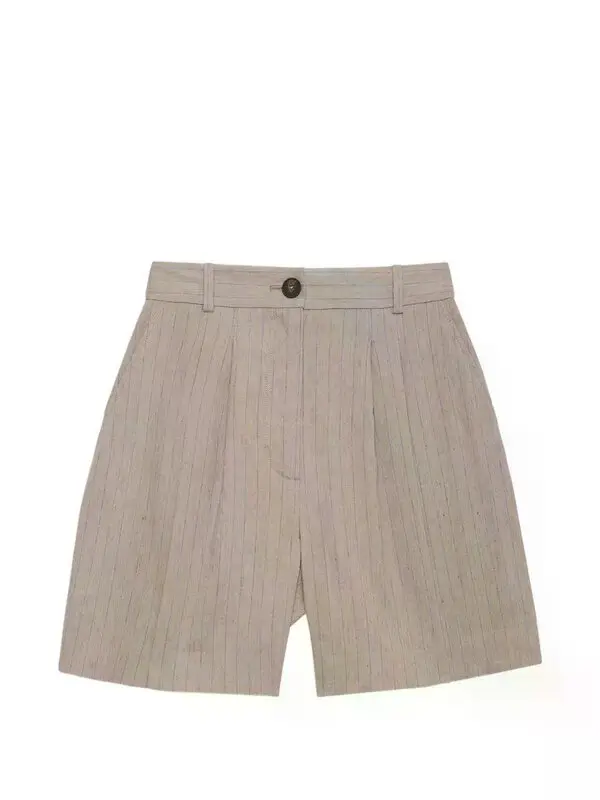 ANINE BING Brice Tailored Pinstripe Shorts - Neutrals