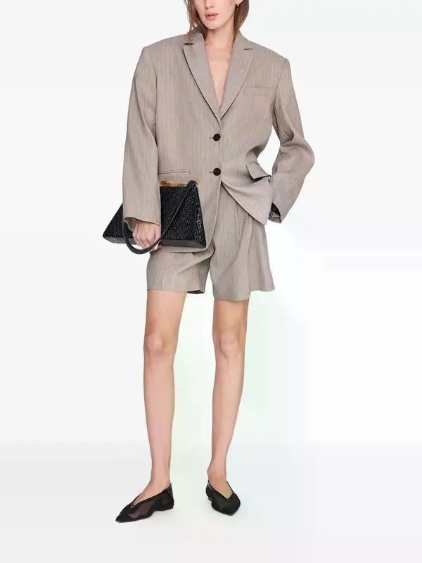 ANINE BING Brice Tailored Pinstripe Shorts - Neutrals