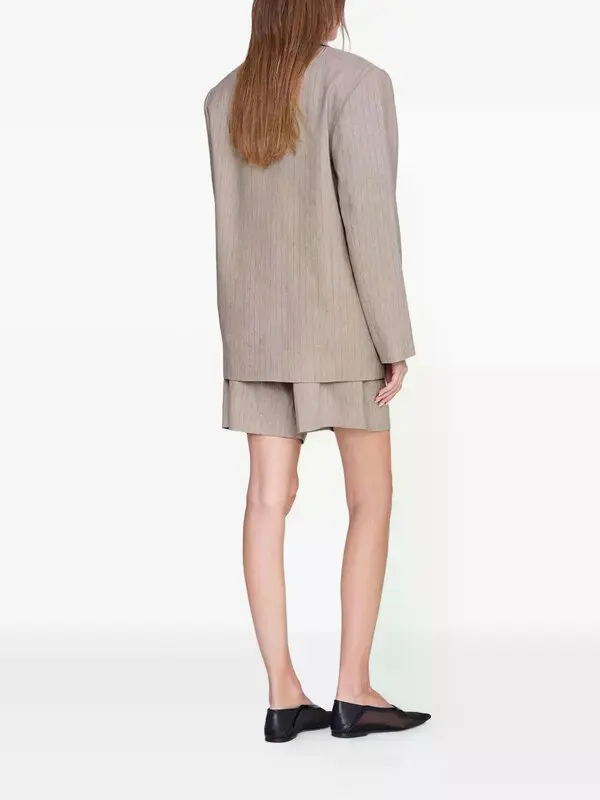ANINE BING Brice Tailored Pinstripe Shorts - Neutrals