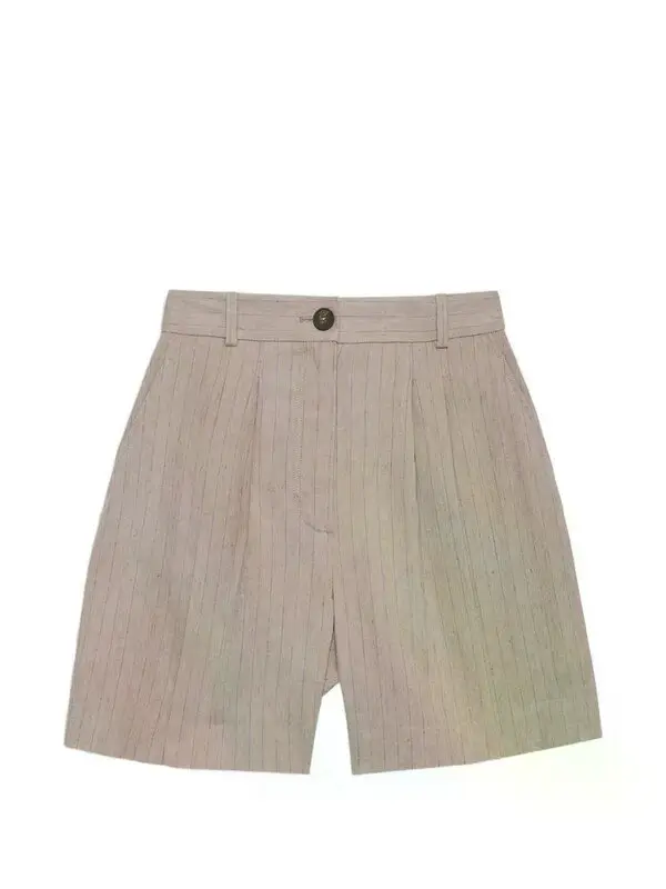 ANINE BING Brice Tailored Pinstripe Shorts - Neutrals