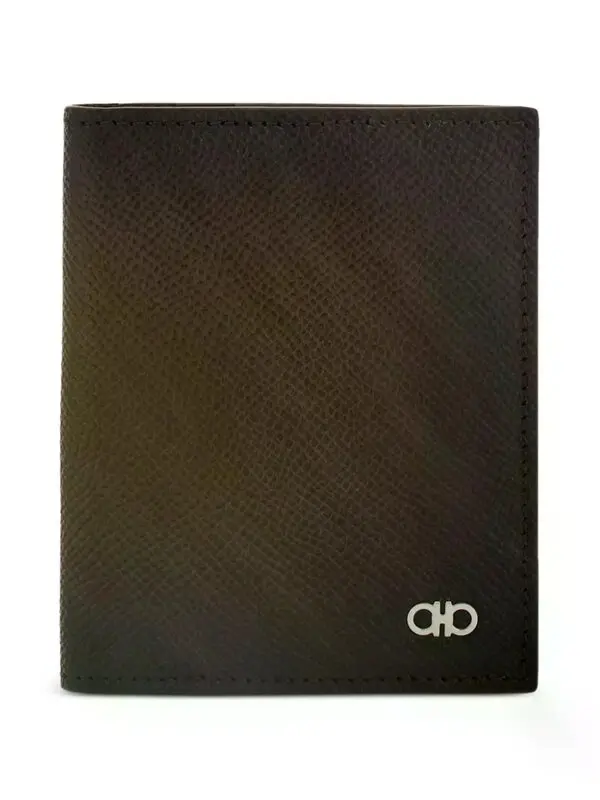 FERRAGAMO Micro Gancini Hammered-leather Card Holder