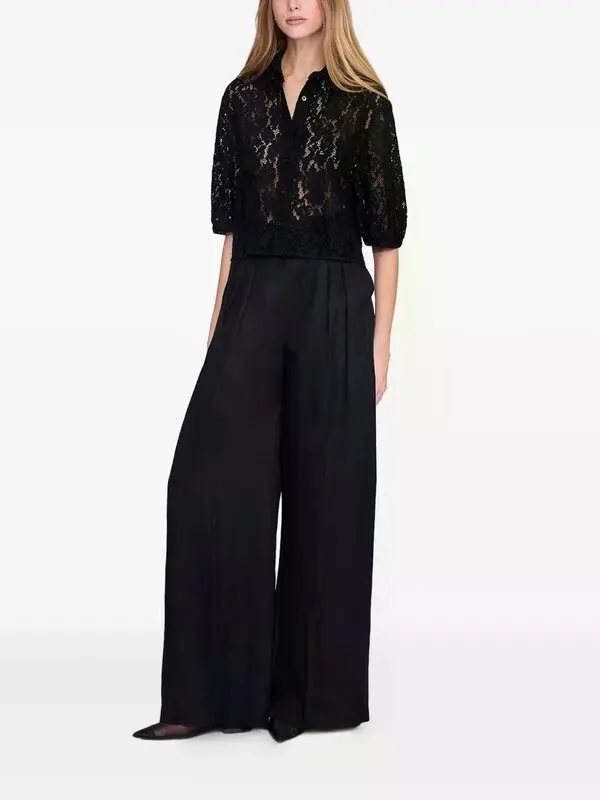 ANINE BING Shayna Lace Cropped Button-down Shirt