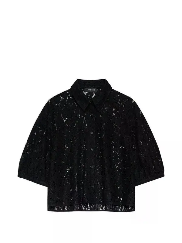 ANINE BING Shayna Lace Short-sleeve Shirt - Black
