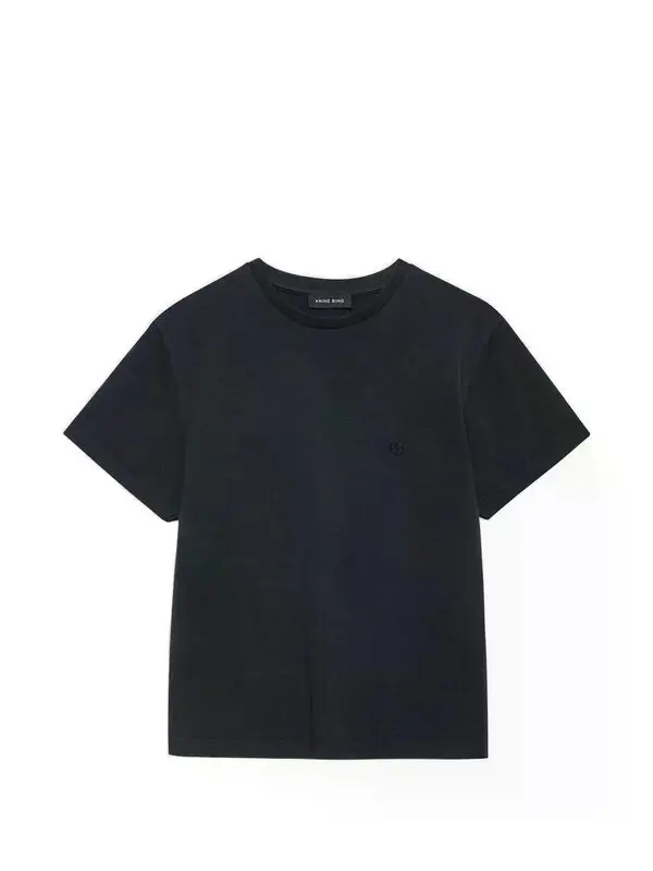 ANINE BING Shelley Embroidered Cropped Baby Tee