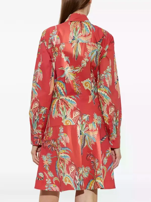 Etro Paisley Print Knot Detail Shirt Mini Dress - Red