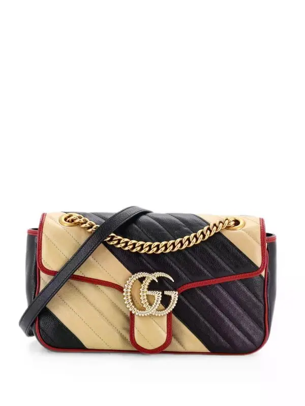 Gucci Gg Marmont Small Diagonal Quilted Leather Crossbody Bag - Black