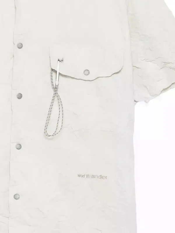 AND WANDER Washer Pleated Short-sleeve Shirt