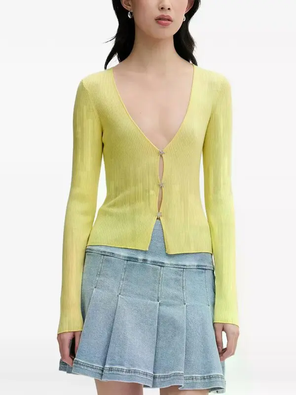 From Future Ribbed-knit Cardigan - Yellow