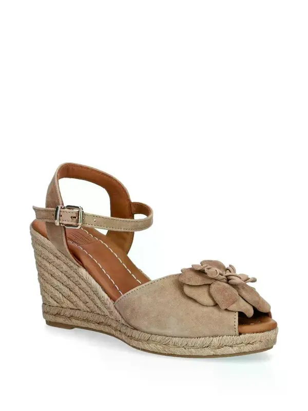BILLI BI Floral Appliqué Wedge Espadrilles - Neutrals