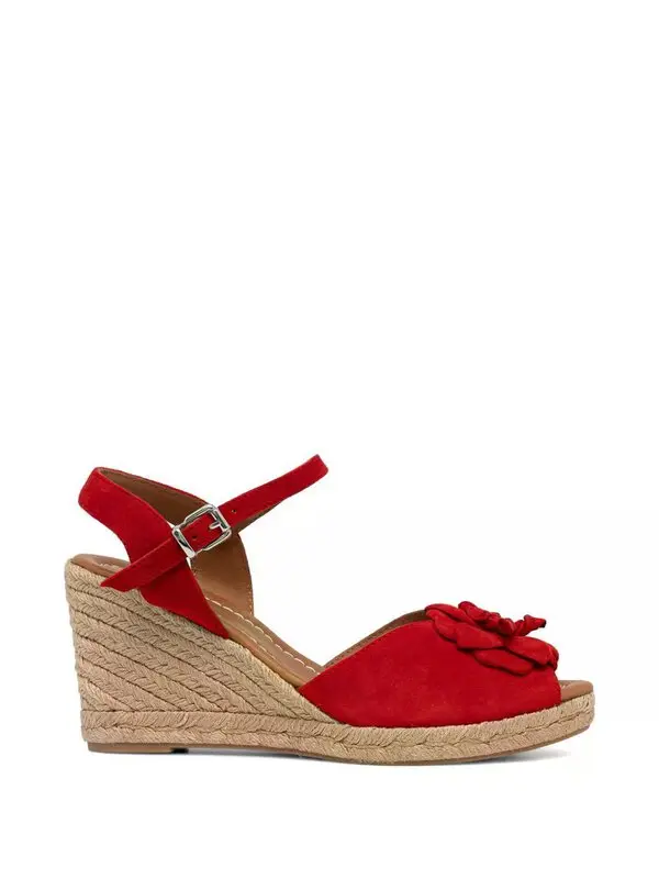 BILLI BI Floral Detail Wedge Sandals - Red