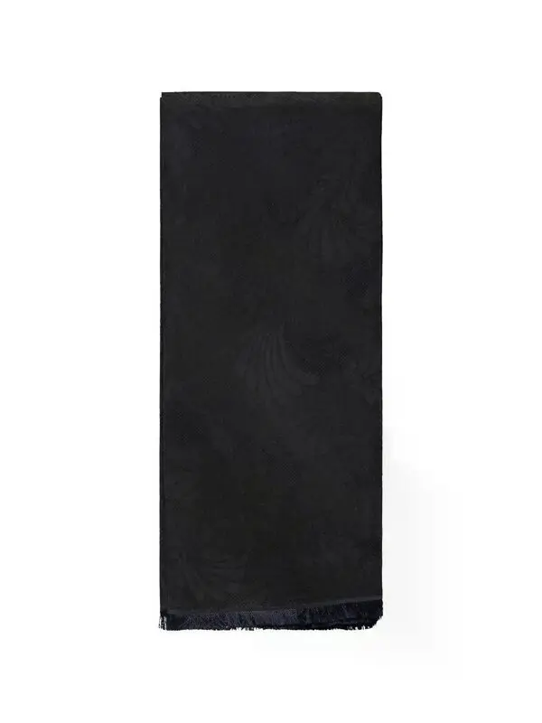 Zegna Floral-jacquard Fringed Scarf - Black