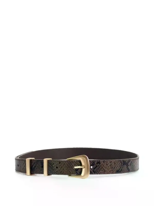 Manière De Voir Gold Python Embossed Leather Belt - Brown