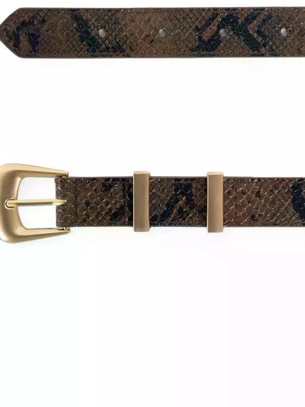 Manière De Voir Gold Python Embossed Leather Belt - Brown