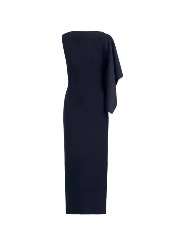 Oscar De La Renta Hibiscus Brooch Knit Dress - Blue