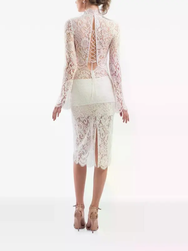 IMROSKA Floral Lace Pencil Midi Skirt