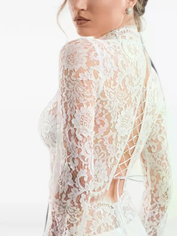 IMROSKA Floral Lace Pencil Midi Skirt