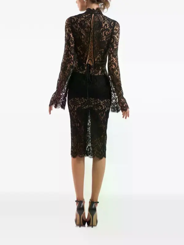 IMROSKA Lace-panelled Pencil Midi Skirt