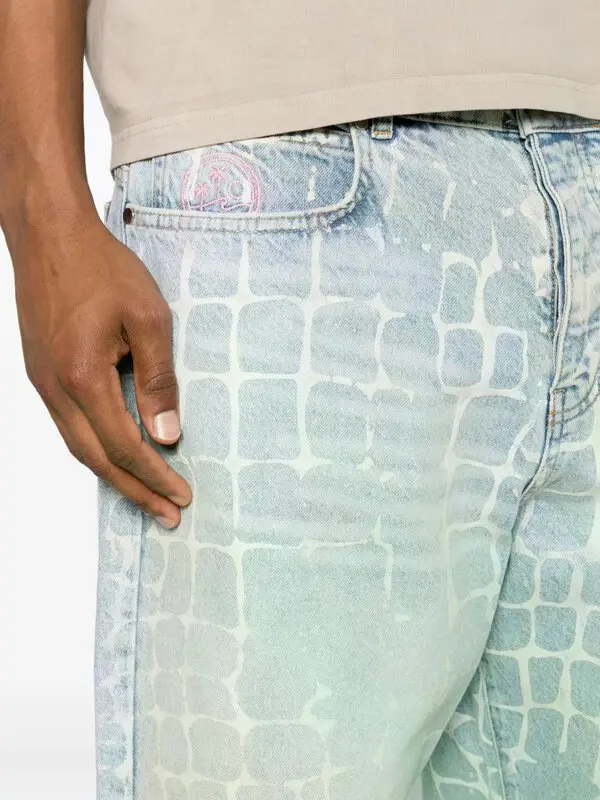 BLUE SKY INN Crocodile-effect Heavy-wash Jeans
