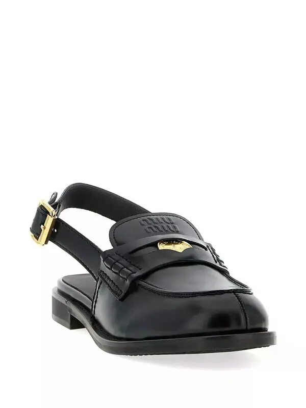 Miu Miu Brushed Leather Slingback Loafers