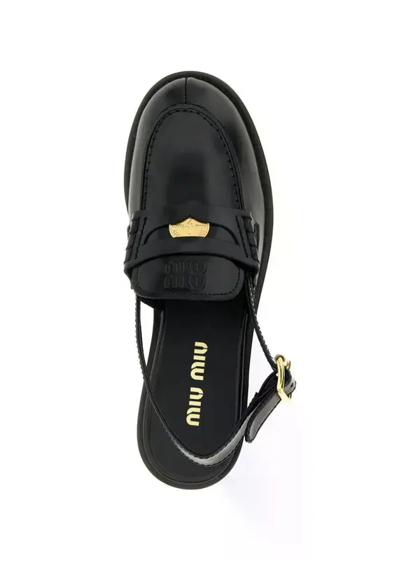 Miu Miu Brushed Leather Slingback Loafers