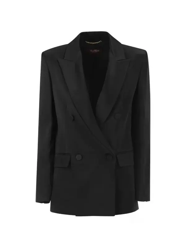 Max Mara Double-breasted Satin Blazer - Black