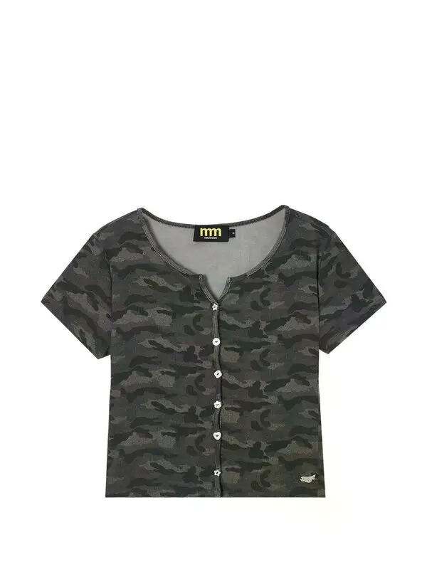 MINI CREAM Camouflage Print Button-up T-shirt - Grey