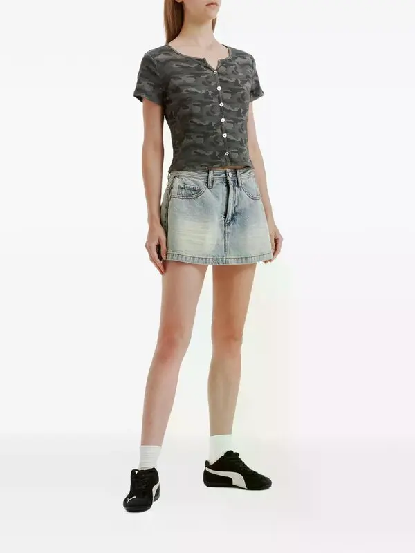MINI CREAM Camouflage Print Button-up T-shirt