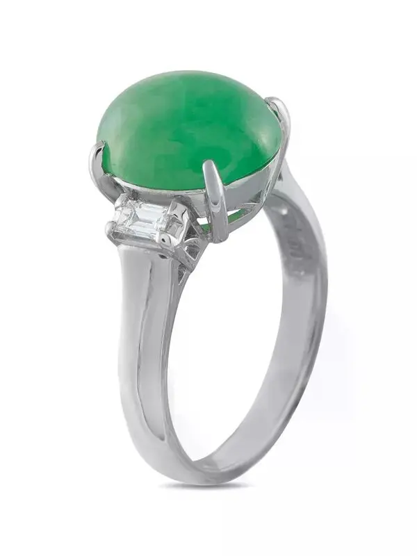 LB EXCLUSIVE Jade And Diamond Ring - Silver
