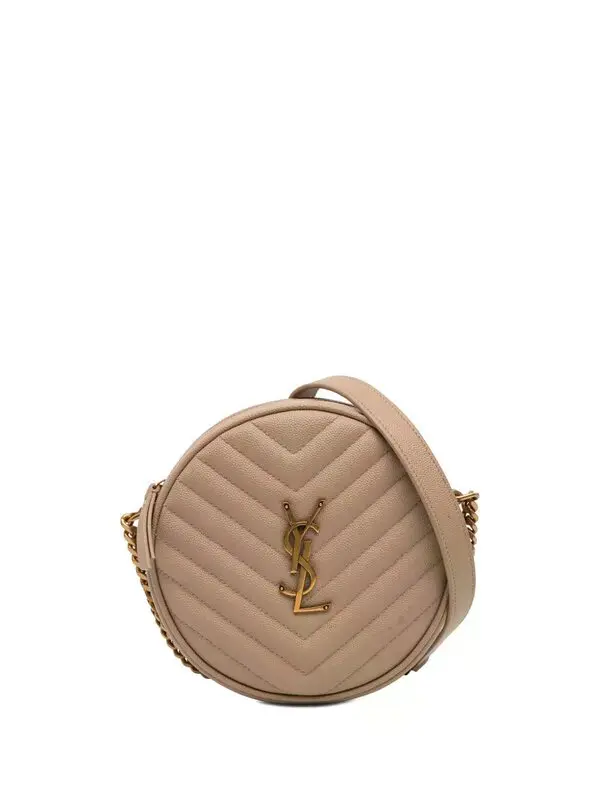 Saint Laurent Grain De Poudre Chevron Vinyle Camera Bag - Neutrals