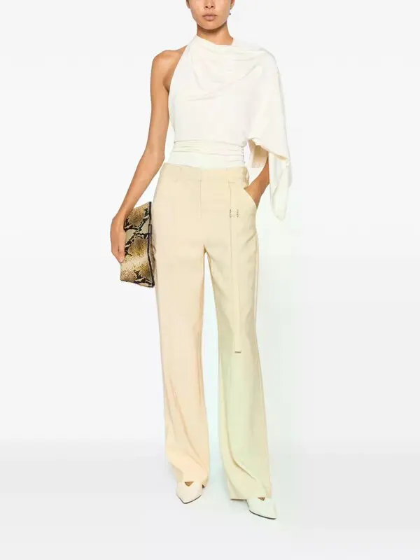 Patrizia Pepe Wide-leg Trousers With Buckle Detail - Neutrals
