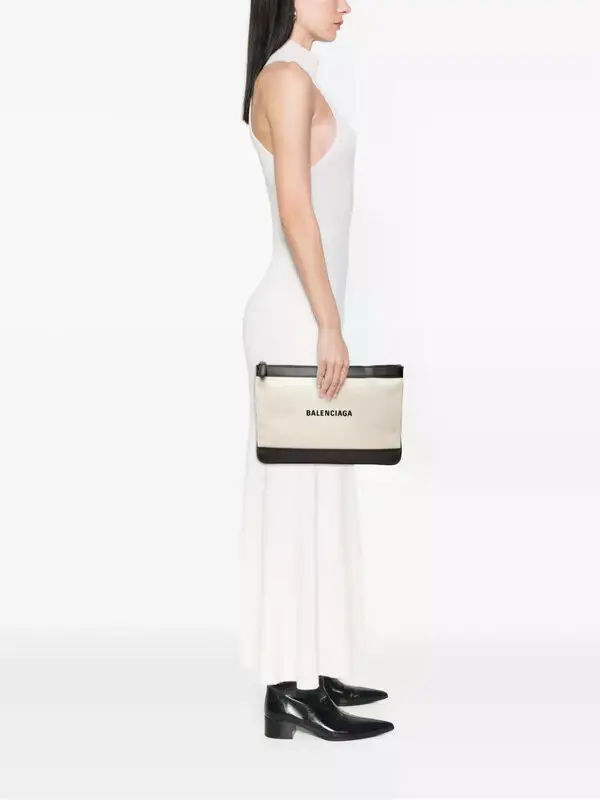 Balenciaga Canvas Navy Clip M Clutch Bag