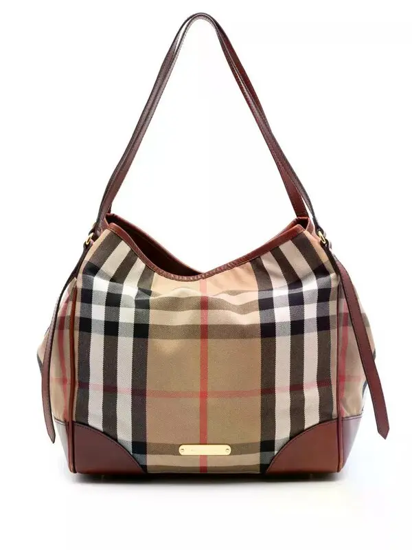 Burberry Small House Check Canvas Canterbury Tote Bag - Brown