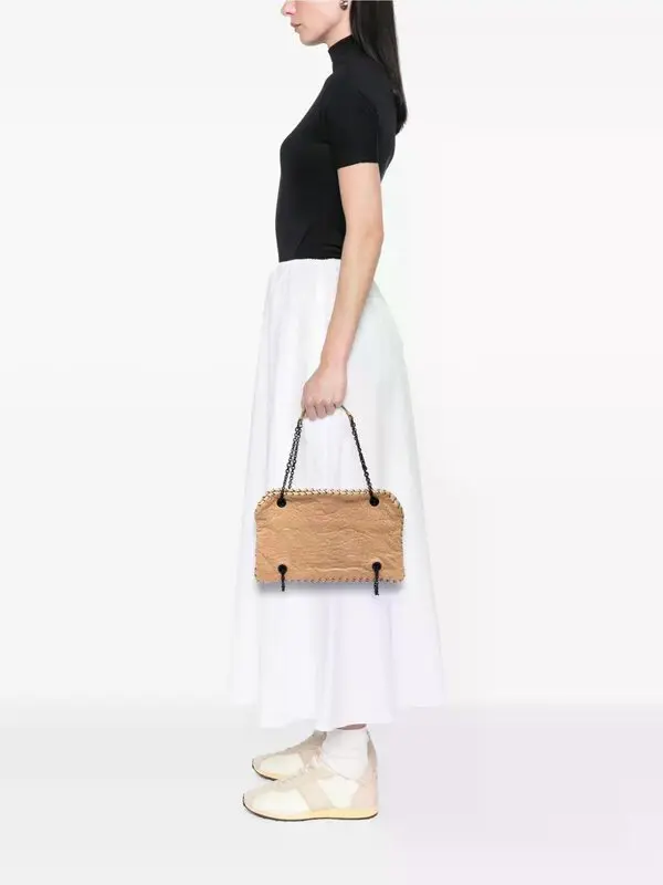 Bottega Veneta Textured Leather Whipstitch Duo Shoulder Bag - Neutrals
