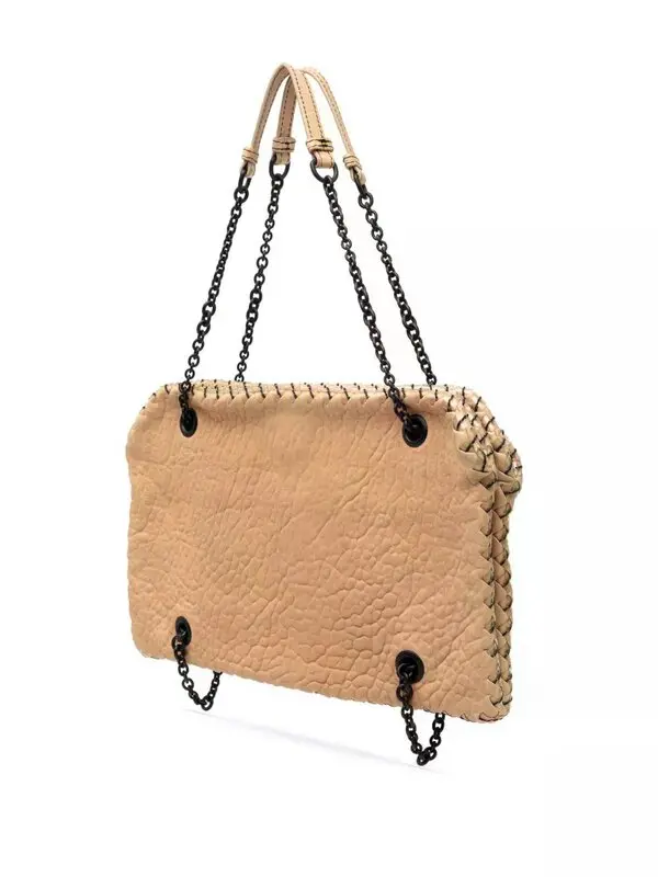 Bottega Veneta Textured Leather Whipstitch Duo Shoulder Bag - Neutrals