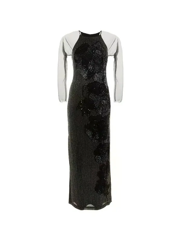 Badgley Mischka Embellished Mesh Gown - Black