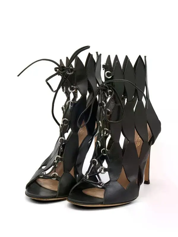 GIANVITO ROSSI Cutout Lace-up Stiletto Ankle Boots