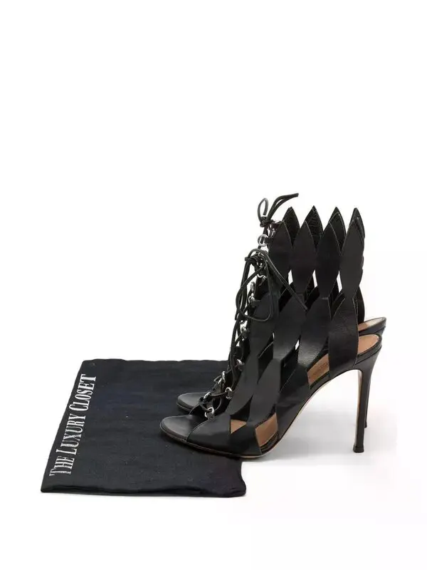 GIANVITO ROSSI Cutout Lace-up Stiletto Ankle Boots
