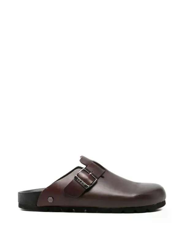 CULT Scorpion Buckle-strap Leather Mules - Brown