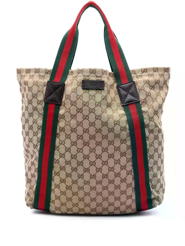 Gucci Gg Canvas Web Tote Bag - Neutrals