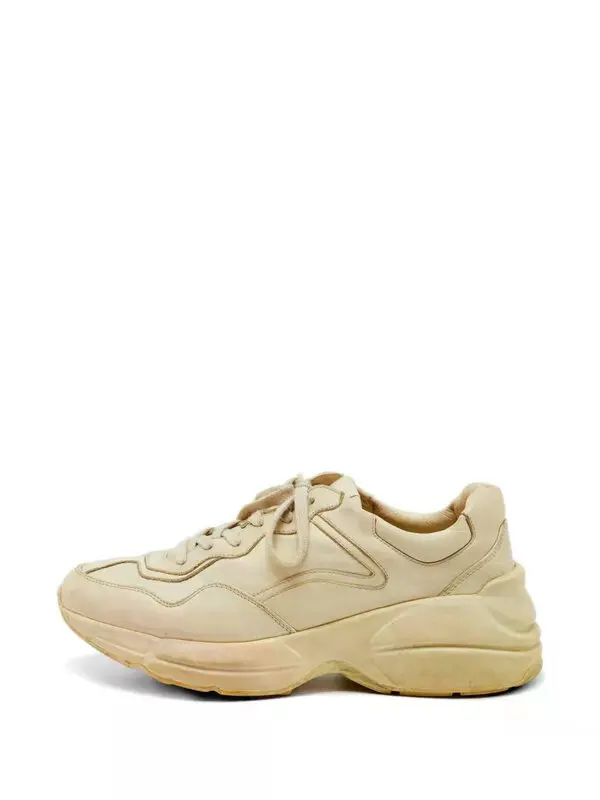 Gucci Rhyton Distressed Lace-up Sneakers - Neutrals