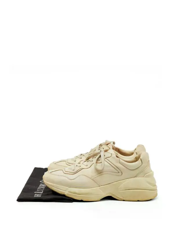 Gucci Rhyton Distressed Lace-up Sneakers