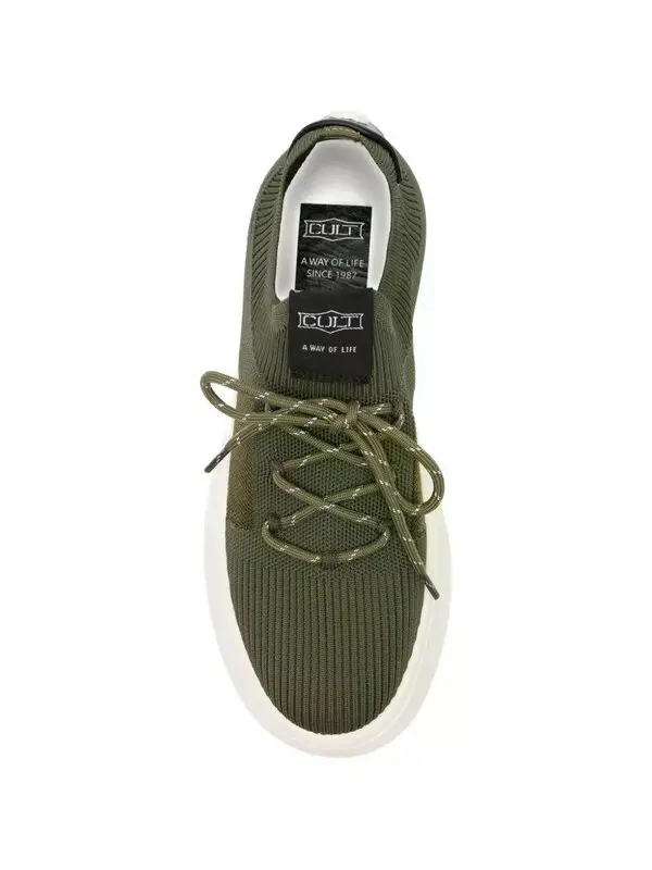 CULT Ribbed-knit Lace-up Sneakers