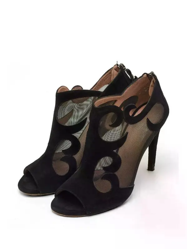 STUART WEITZMAN Open-toe Mesh Ankle Boots