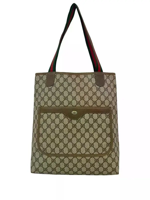 Gucci Gg Supreme Web Tote Bag - Brown