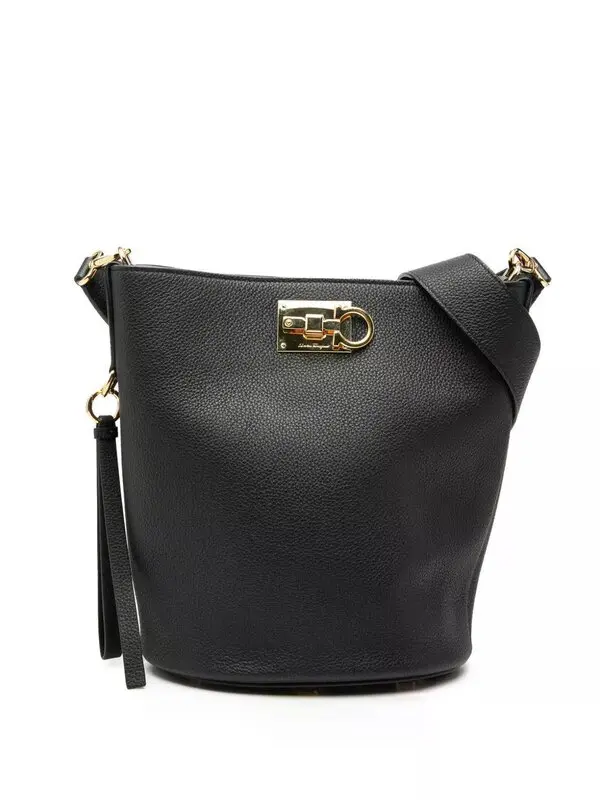 FERRAGAMO Grained Calfskin Studio Bucket Bag