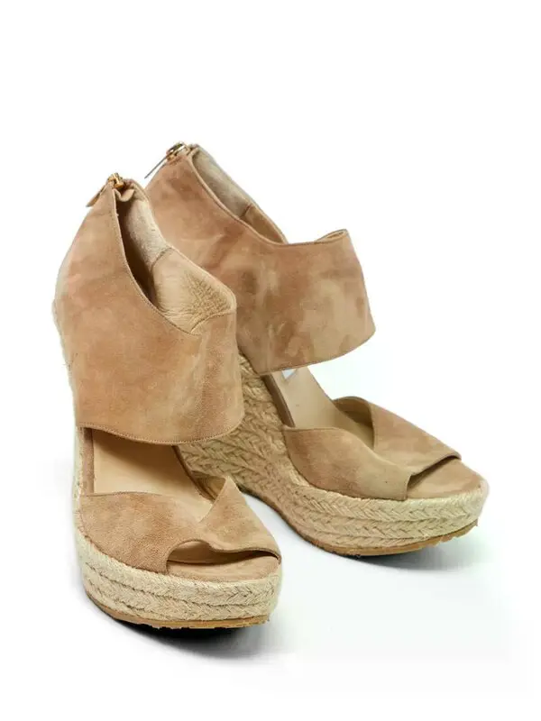 JIMMY CHOO Suede Wedge Espadrille Sandals