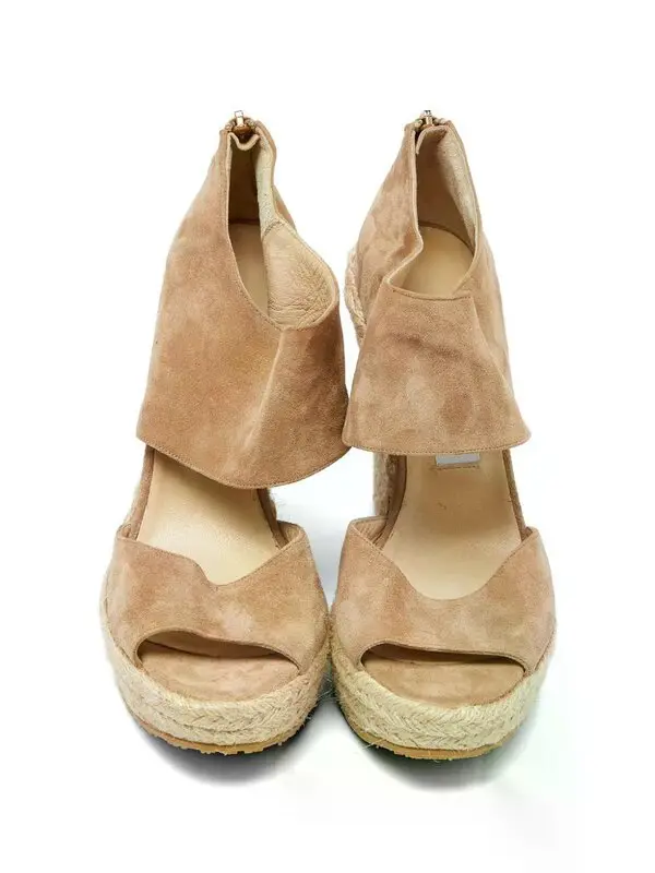 JIMMY CHOO Suede Wedge Espadrille Sandals