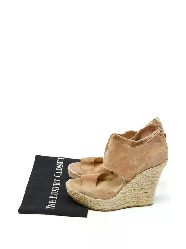 JIMMY CHOO Suede Wedge Espadrille Sandals