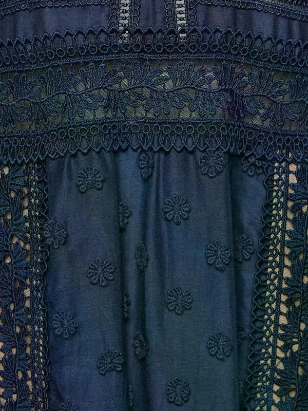 SELF-PORTRAIT Lace Paneled Midi Dress